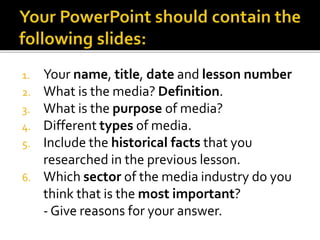 Introduction to Media Studies Assessment task | PPT