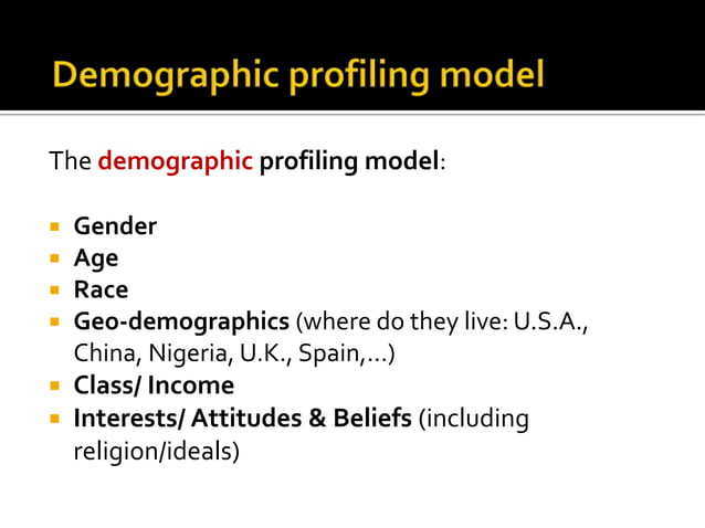 GCSE Lesson 2 Audience: Demographic profiling model | PPTX