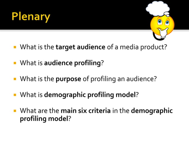 GCSE Lesson 2 Audience: Demographic profiling model | PPTX