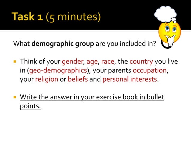 GCSE Lesson 2 Audience: Demographic profiling model | PPTX