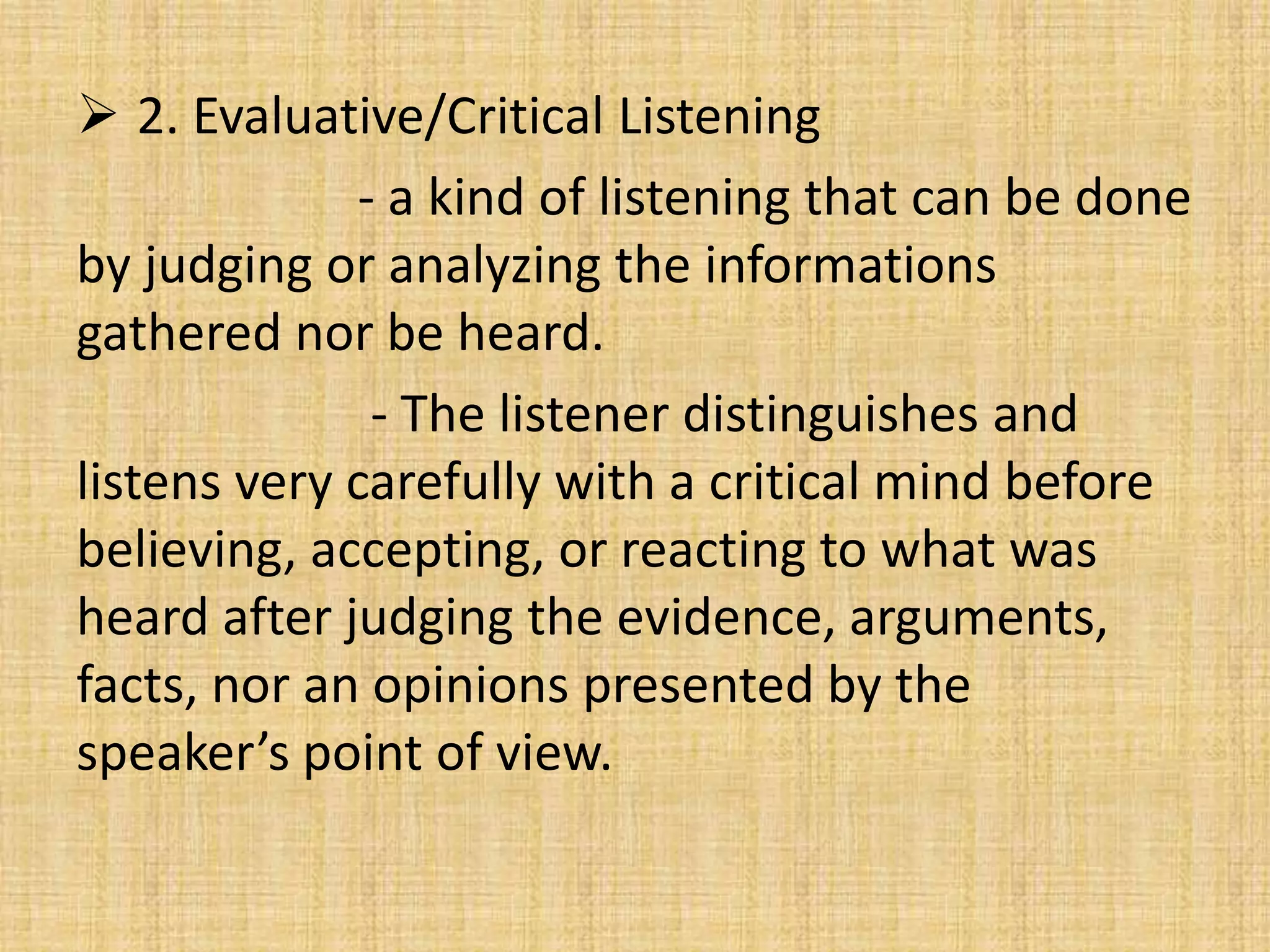 Critical Listening Skills Examples