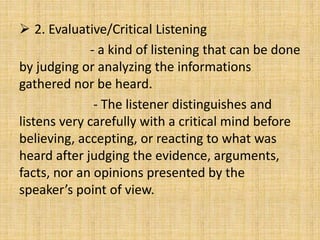 Types of Listening | PPTX