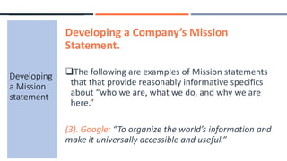 Lesson 2 developing a mission statement | PPTX