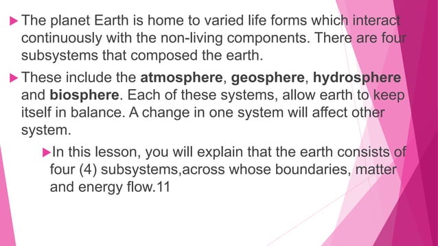 Lesson 2 EARTH'S SUBSYSTEMS.pptx | Geography | Science