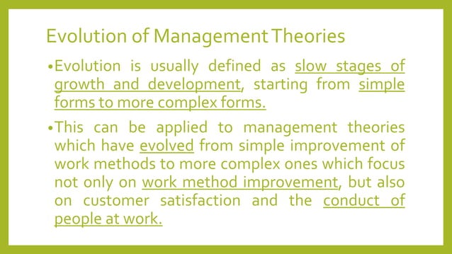 Lesson 2 Evolution of Management Theories