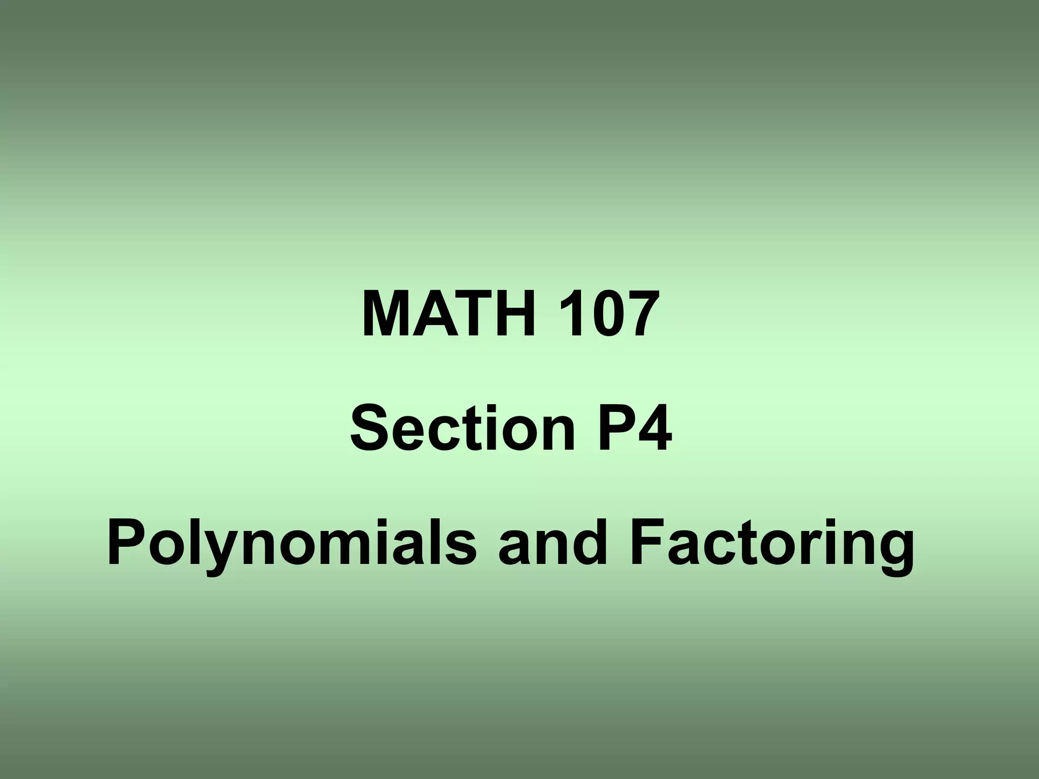 Lesson 2 factoring & rational expressions | PPT