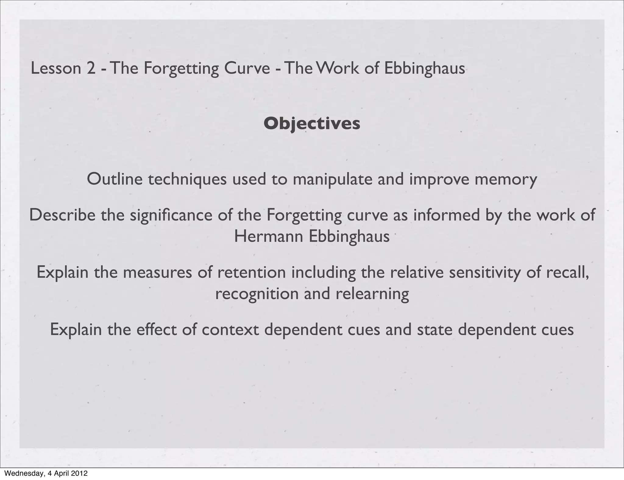 Lesson 2 forgetting curve | PDF