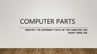 Computer Parts Lesson 1 Grade 2 | PPTX