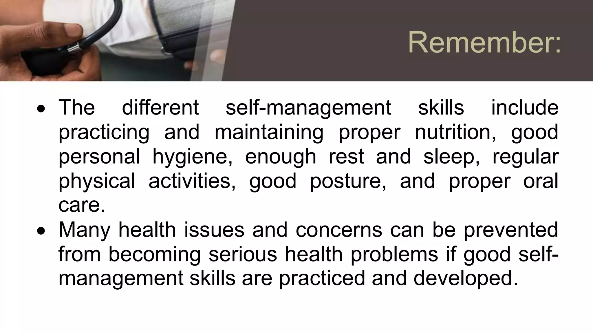 Personal Health: Self Management Skills | PPTX