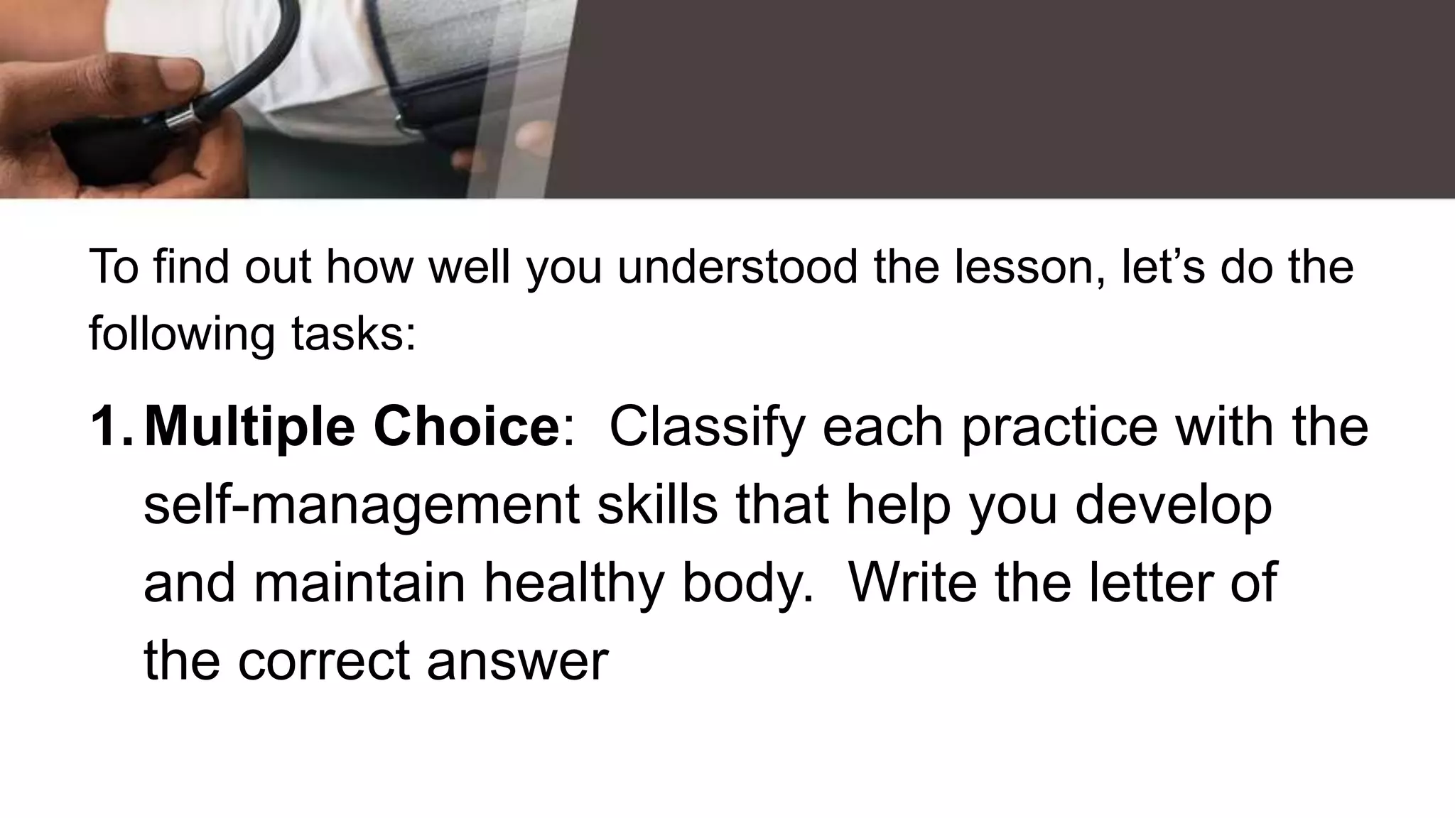 Personal Health: Self Management Skills | PPTX