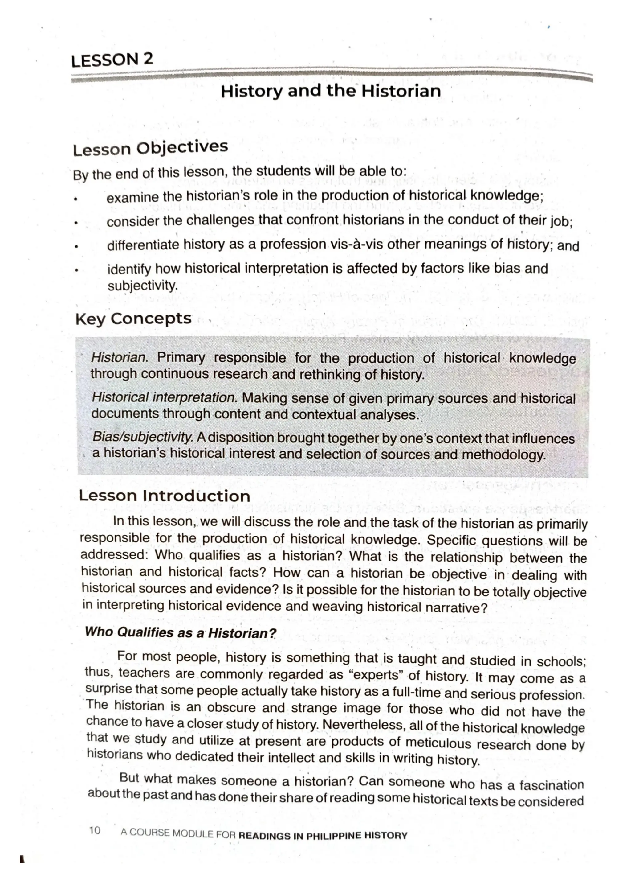 Notes for the Lesson History and the Historian | PDF