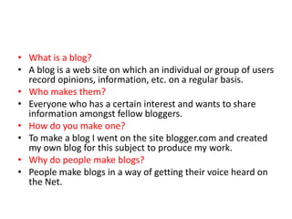 Lesson 2 introduction to blogs | PPTX