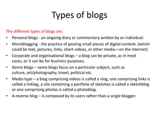 Lesson 2 introduction to blogs | PPTX
