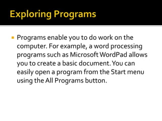 Lesson2 Launching Programs And Internet Explorer From The Start Menu | PPTX