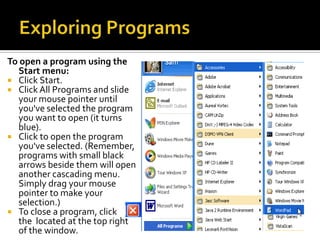 Lesson2 Launching Programs And Internet Explorer From The Start Menu | PPTX