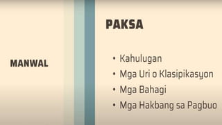 Lesson 2 Paggawa ng Manwal. Filipino sa Piling Larangpptx | PPTX