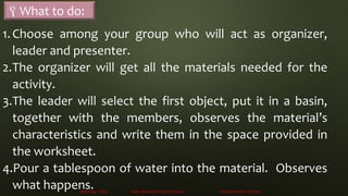 Lesson 2 materials that absorb water | PPTX
