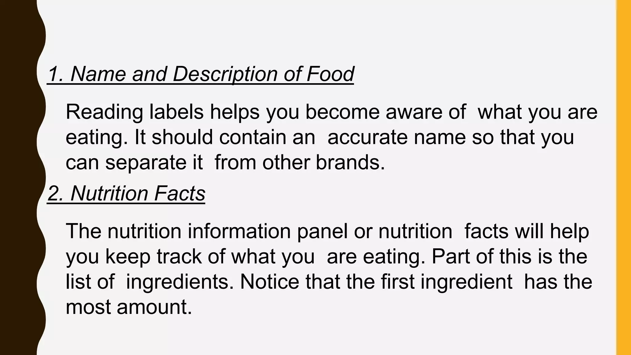 Philippines' Nutrition tools and food labels | PPTX