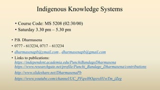 Indigenous Knowledge Systems - 1 | PPT