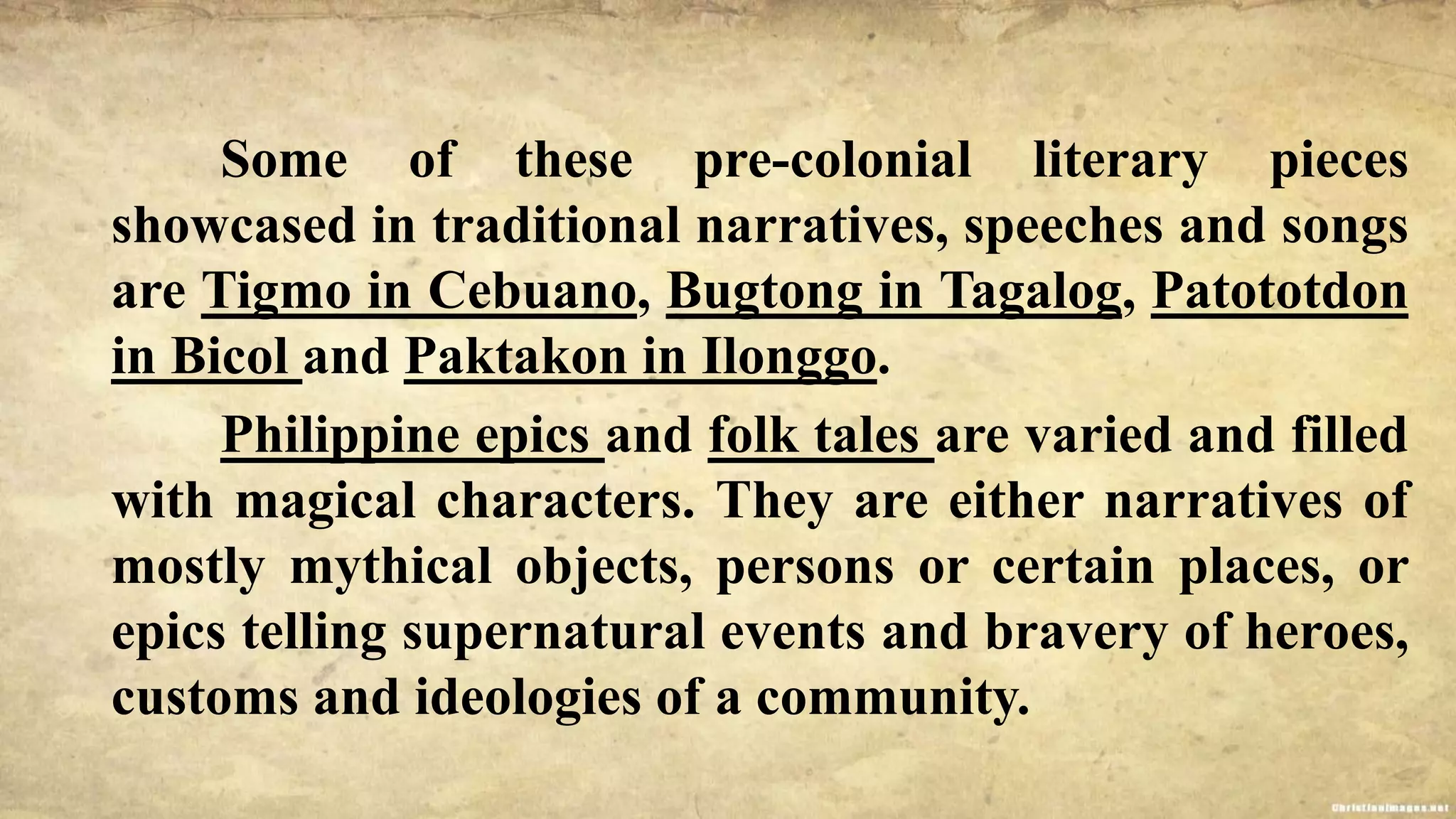Philippine Pre-colonial & Spanish Colonial Literature | PPTX