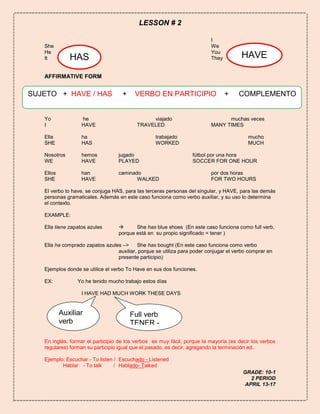 Lesson 2 present perfect | PDF