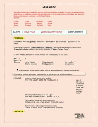 Lesson 2 present perfect | PDF