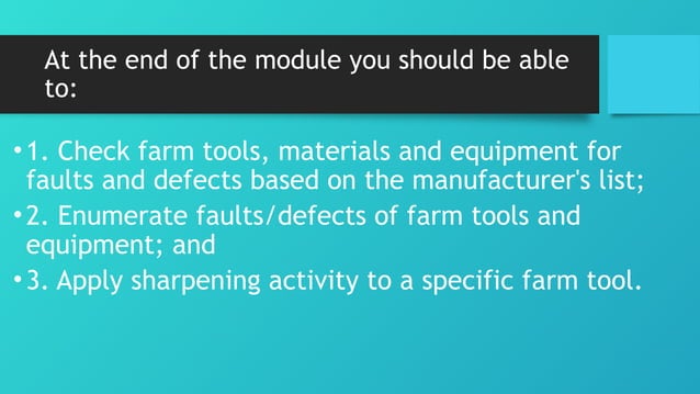 Lesson 2 Sharpening Tools (Dangers of Farm Tools - Agricrop Production ...