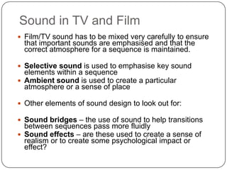 Lesson 2 sound in film and tv | PPTX | Soundtracks, TV and Showtunes ...
