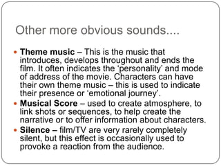 Lesson 2 sound in film and tv | PPTX | Soundtracks, TV and Showtunes ...