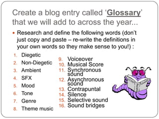 Lesson 2 sound in film and tv | PPTX | Soundtracks, TV and Showtunes ...