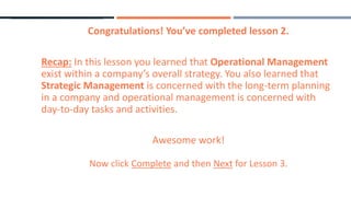 Lesson 2 strategic management and operational management | PPT