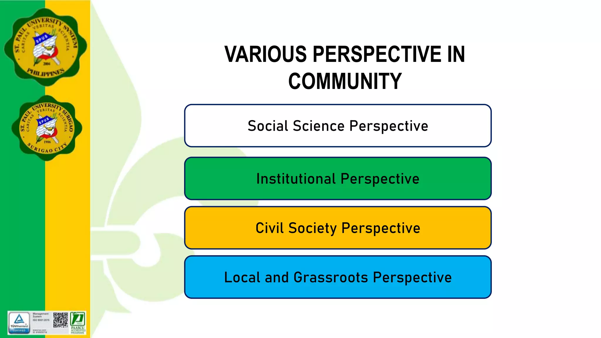 Various Perspectives in Community | PPTX