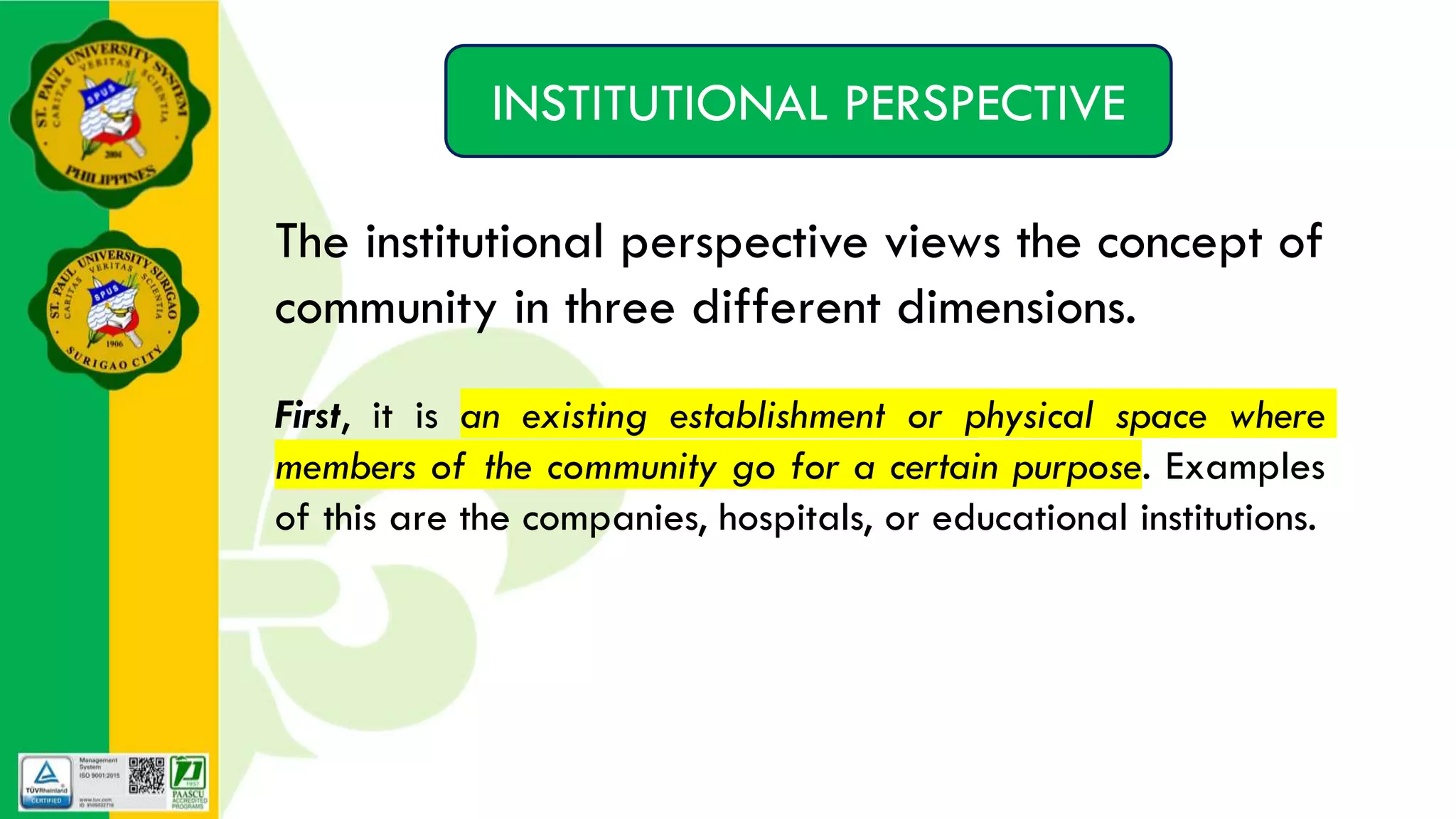 Various Perspectives in Community | PPTX | Science