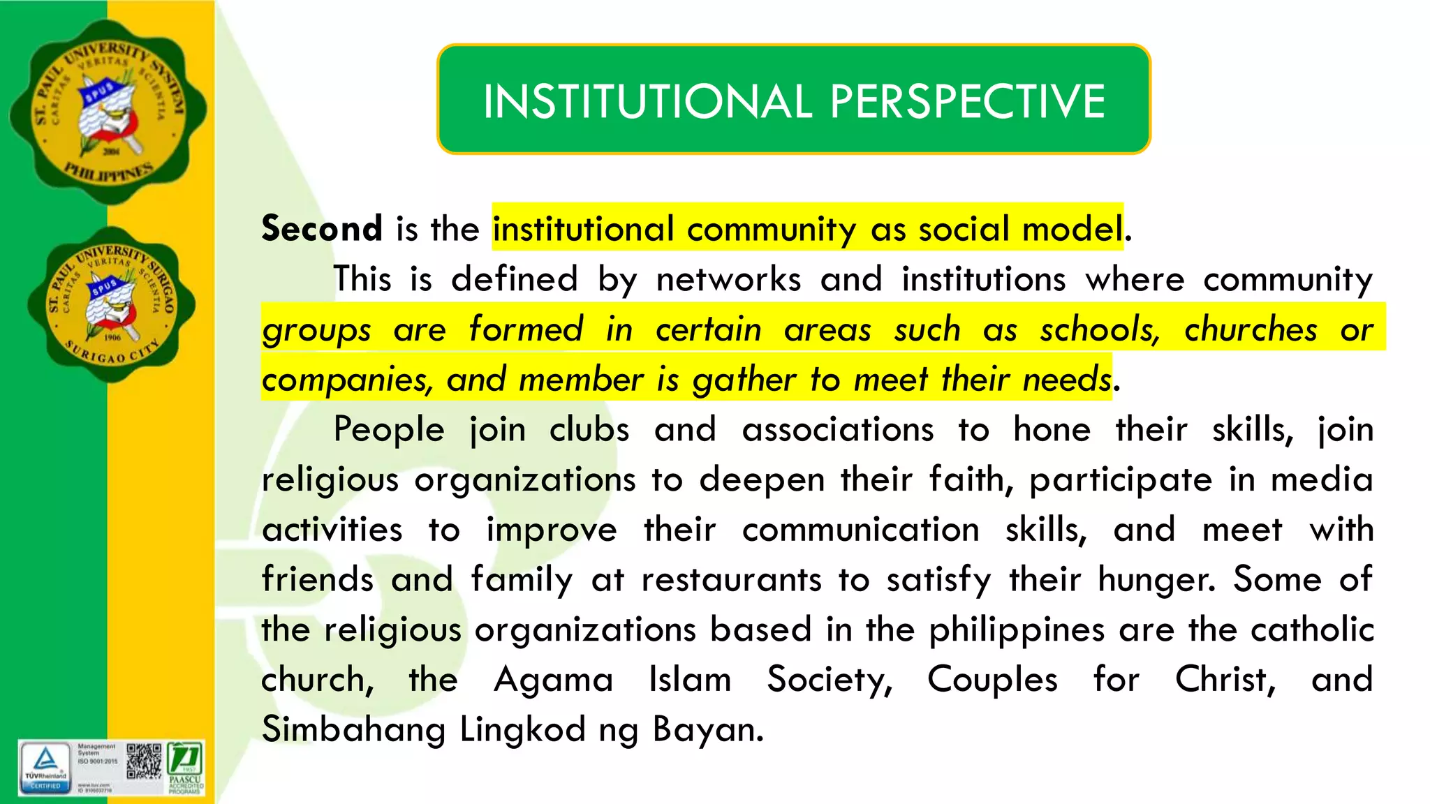 Various Perspectives in Community | PPTX | Science