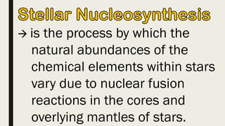 Lesson 2 We Are All Made of Star Stuff (Formation of the Heavy Elements ...