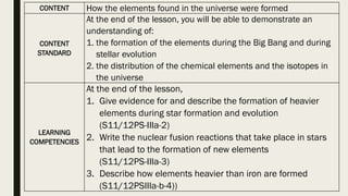 Lesson 2 We Are All Made of Star Stuff (Formation of the Heavy Elements ...