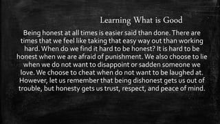 Lesson 2 we are honest with our actions | PPTX