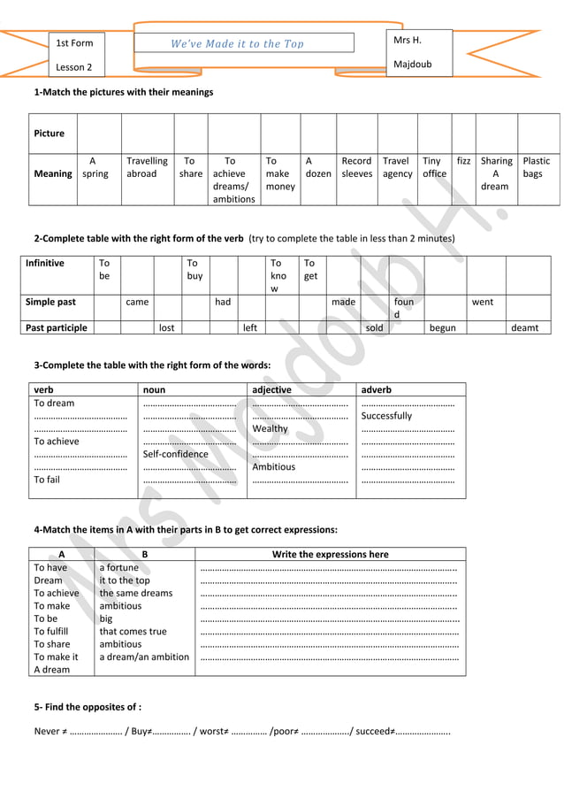 Lesson 2 we've made to the top | PDF