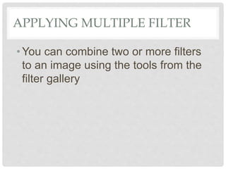 Working with Filters | PPTX | Photo Editing Software | Computer ...