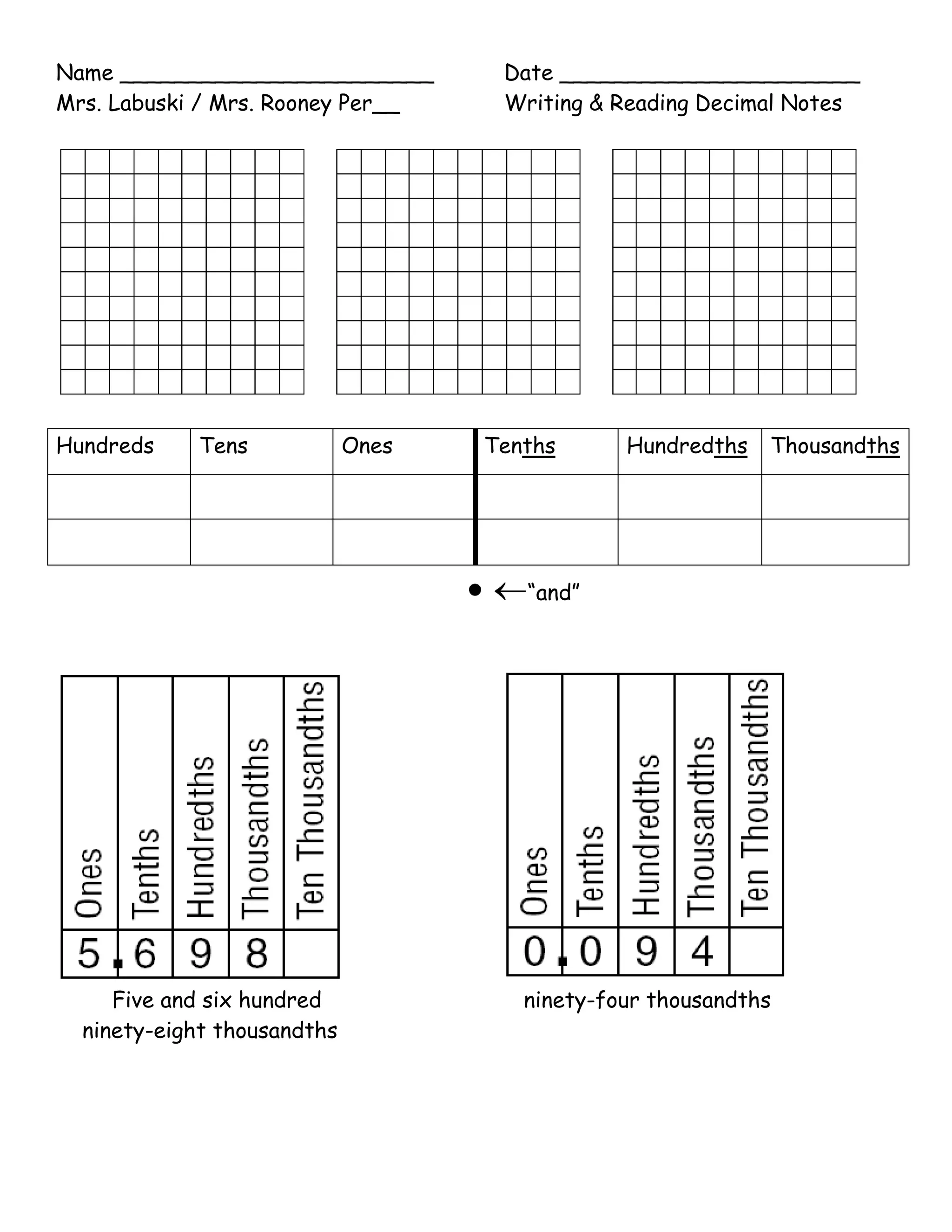 Lesson 3 0 writing & reading decimals | PDF