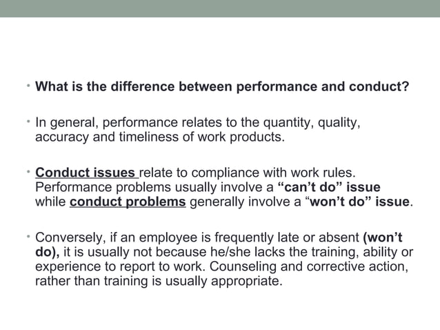 Performance & conduct | PPT
