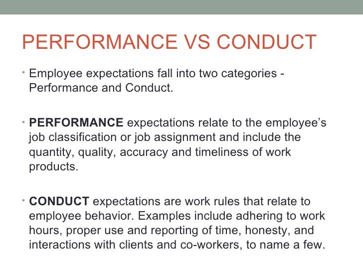 Performance & conduct