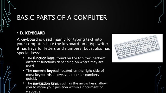 Parts Of A Keyboard And Their Functions