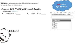 Lesson 3.2 compute with multi digit decimals | PPTX