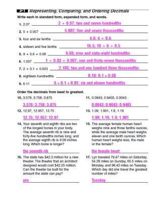 Lesson 3 1 comparing & ordering decimals | DOC | Education