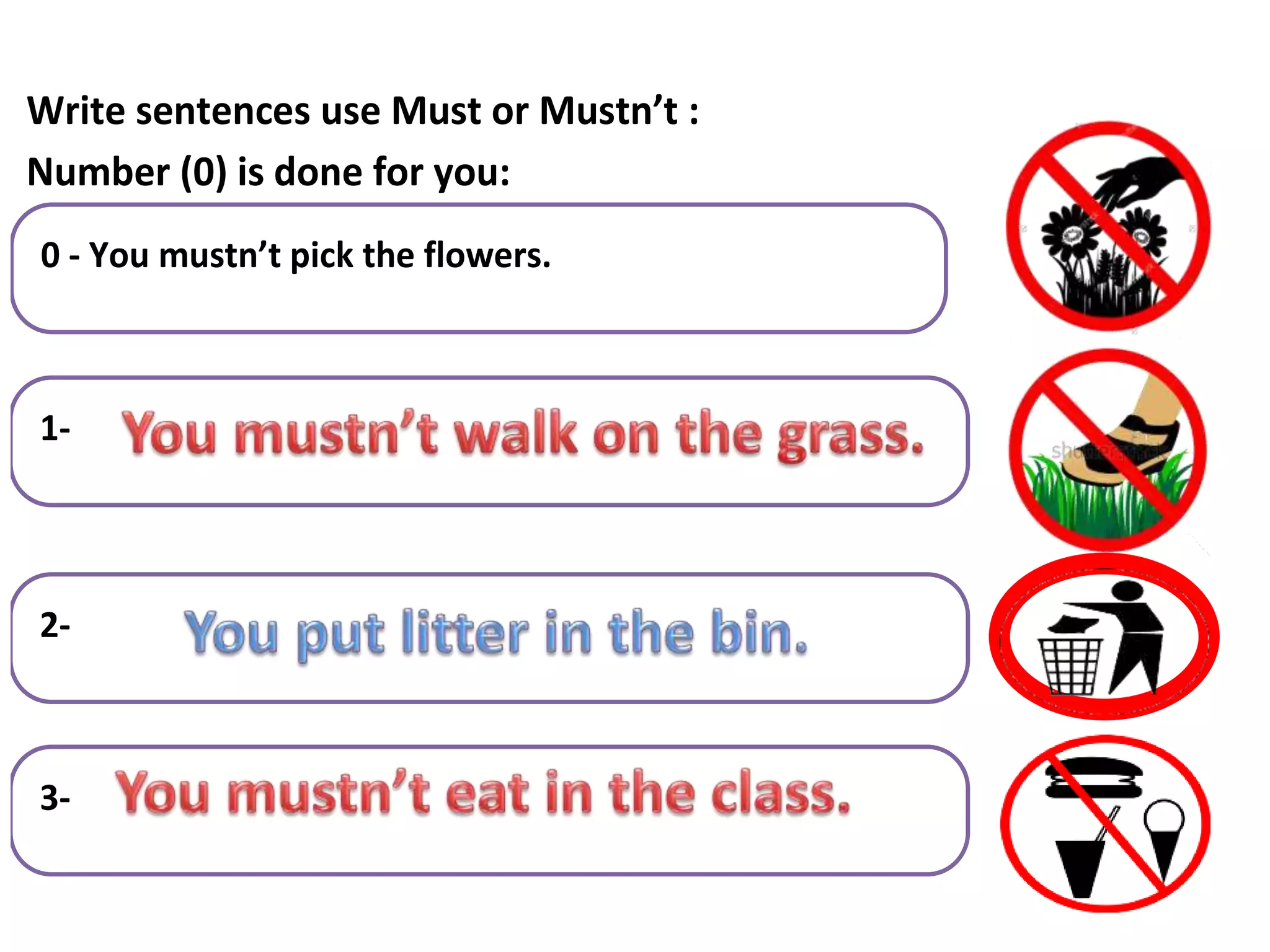 must or mustn't - modal verbs - class rules | PPTX