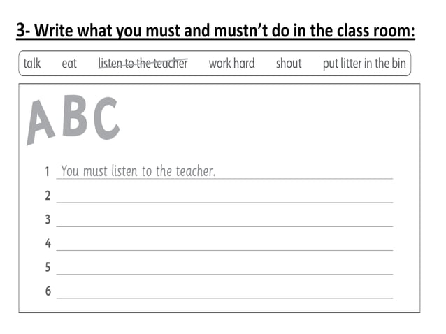 must or mustn't - modal verbs - class rules | PPTX