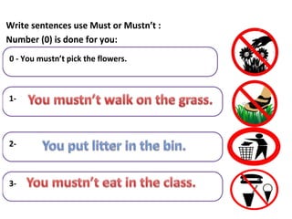 must or mustn't - modal verbs - class rules | PPTX