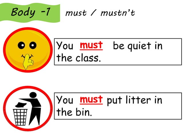 must or mustn't - modal verbs - class rules | PPTX