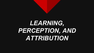 LEARNING, PERCEPTION AND ATTRIBUTION | PPT